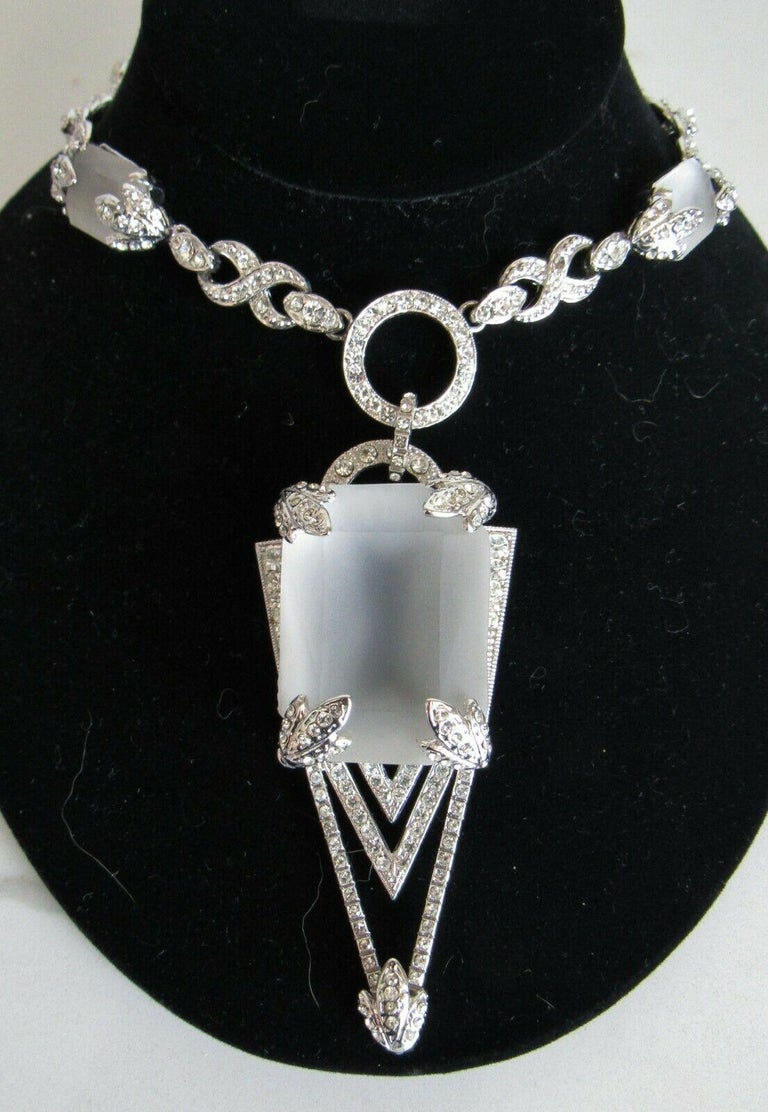 Signed Carlo Zini Designer Sparkling Crystal Art Deco Style Jeweled ...