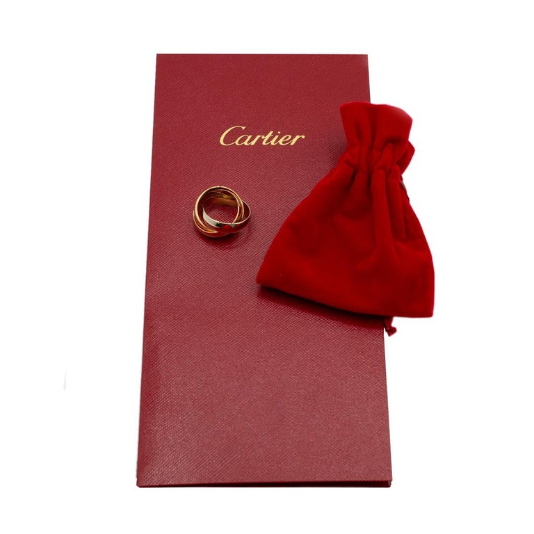 Signed Cartier Trinity Interlock 18K Three Colors Band For Sale at 1stDibs