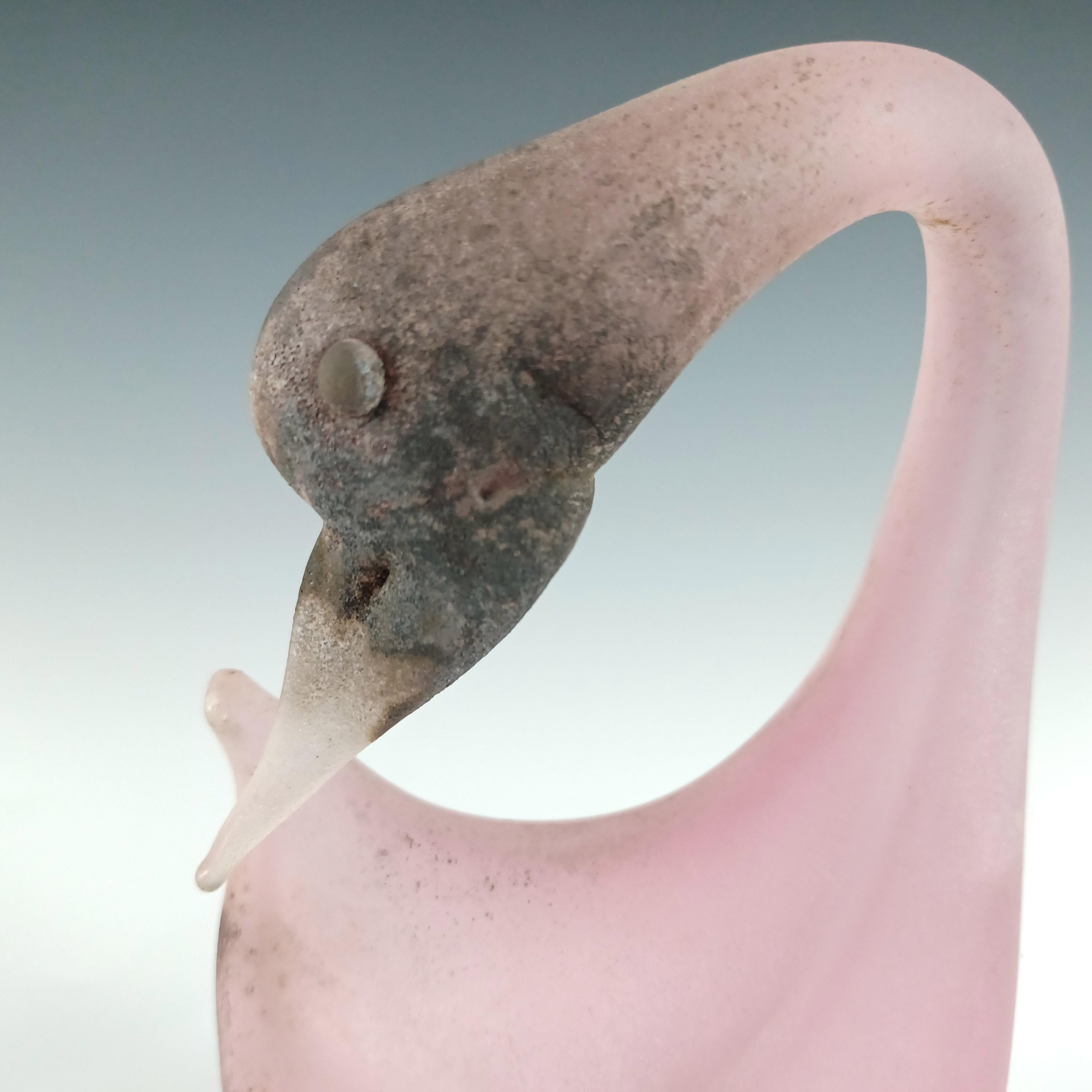 SIGNED Cenedese Murano 'Scavo' Pink Glass Swan Sculpture For Sale at ...