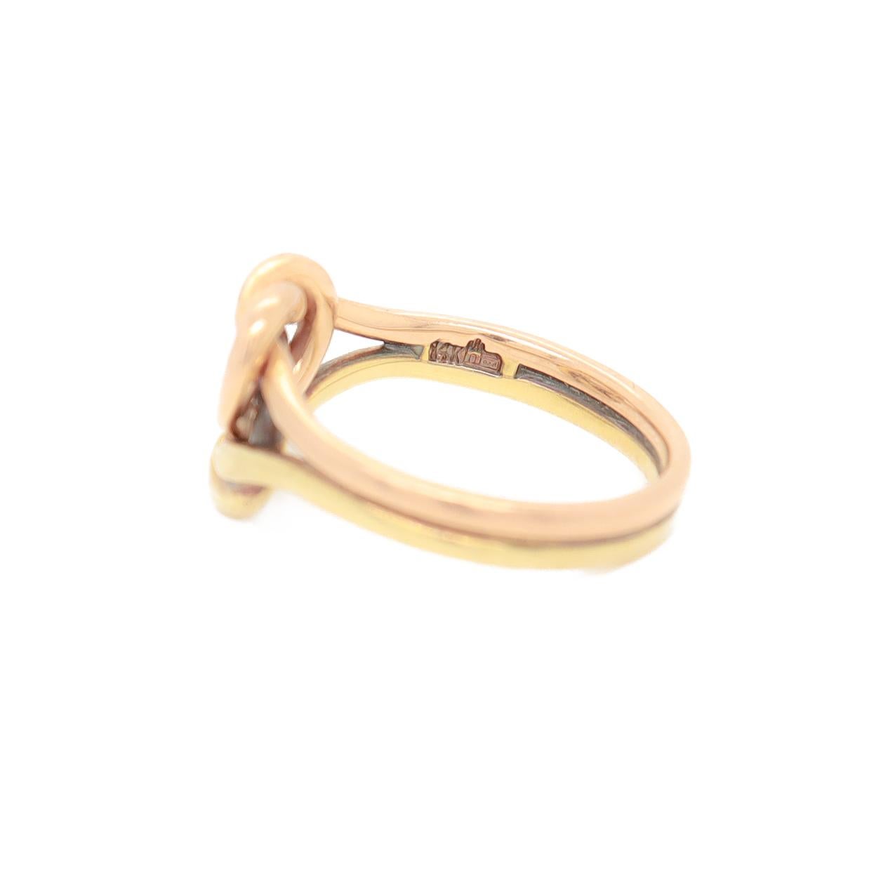 Signed Church and Co. 14k Rose and Yellow Gold Entwined Double Love ...