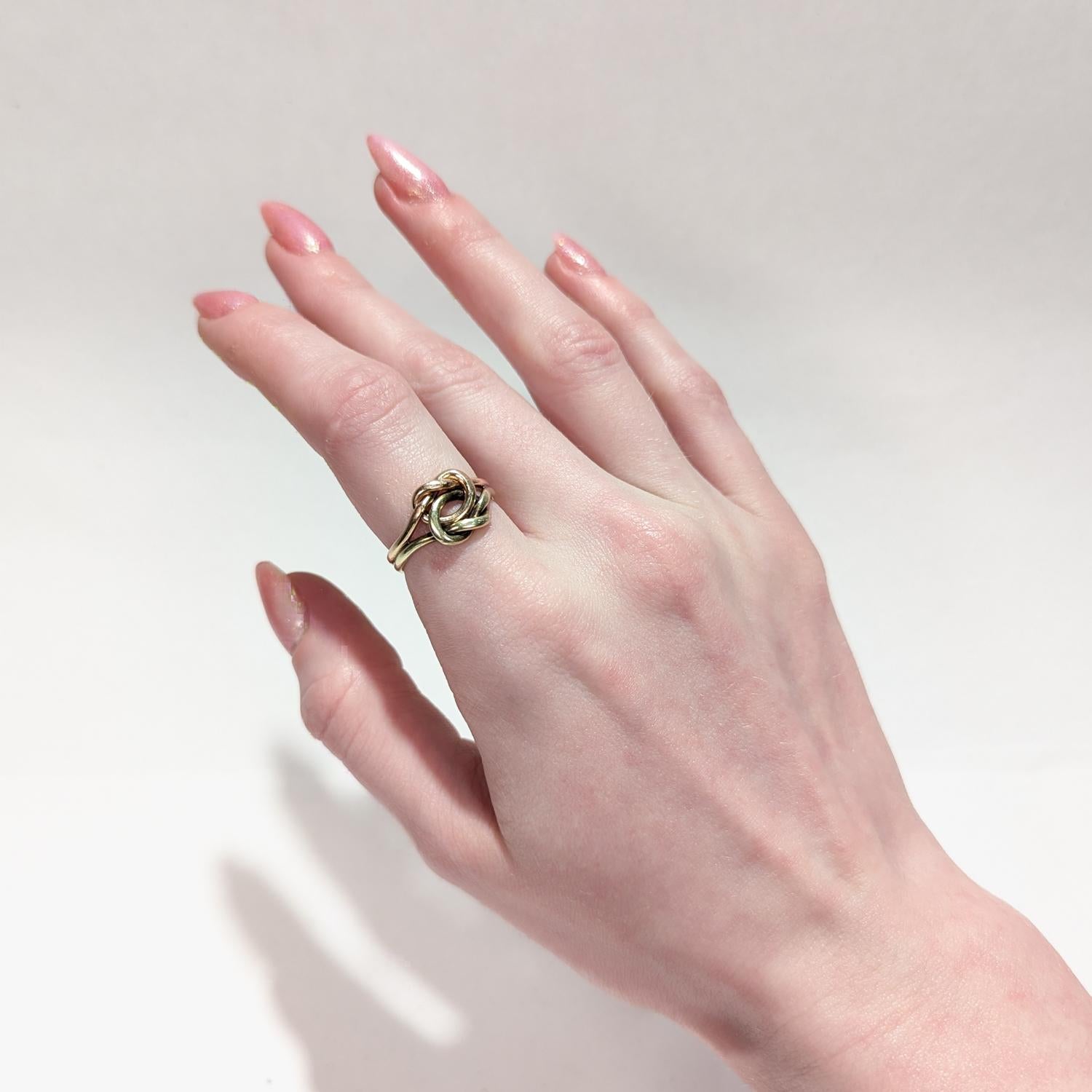 Signed Church and Co. 14k Rose and Yellow Gold Entwined Double Love ...