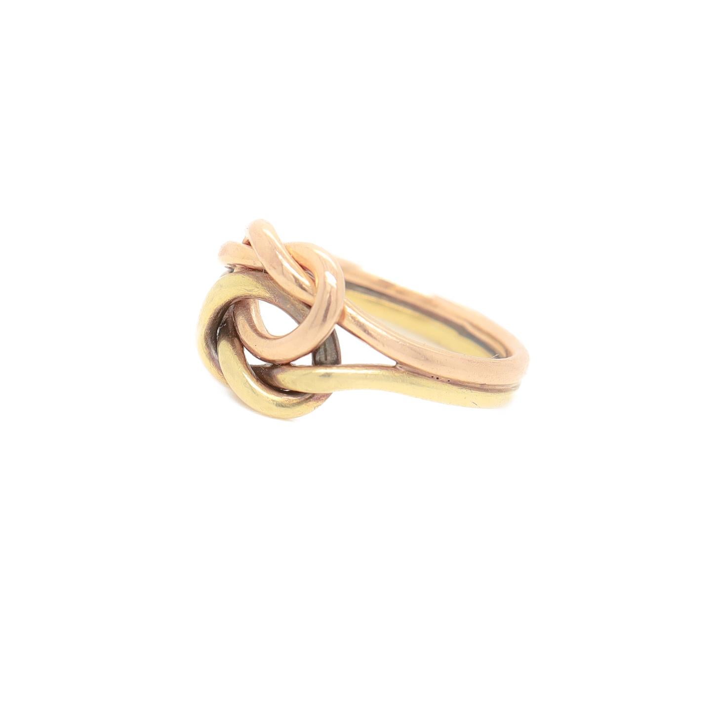 Signed Church and Co. 14k Rose and Yellow Gold Entwined Double Love ...