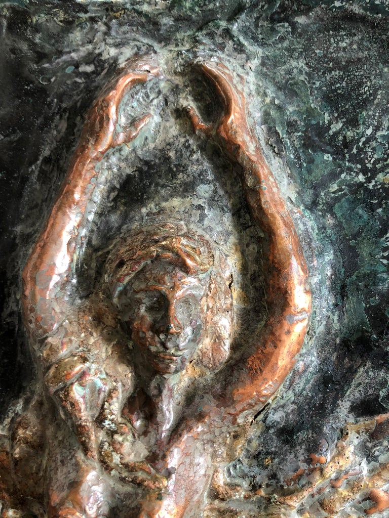 Signed Copper Plaque of a Mermaid at 1stDibs