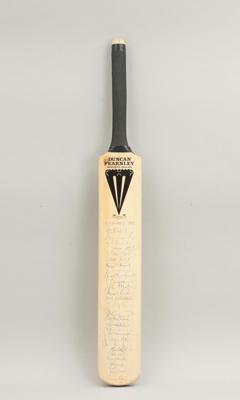 Signed Cricket Bat by the 1990 England and New Zealand Cricket Teams at ...