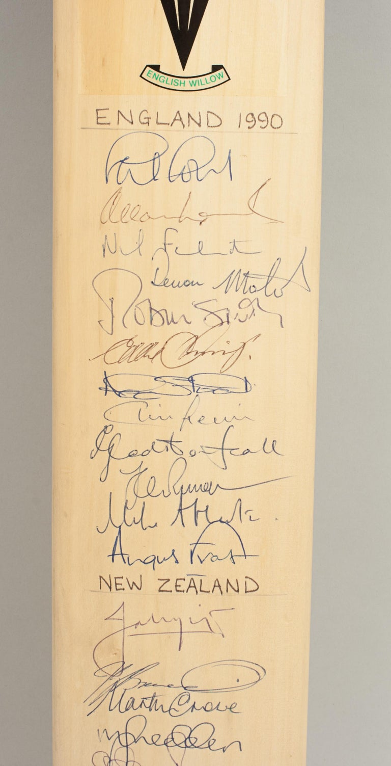 Signed Cricket Bat by the 1990 England and New Zealand Cricket Teams at ...