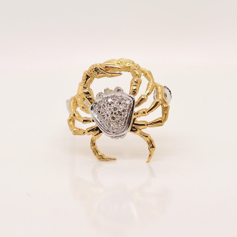Signed Damiani 18k Gold and Diamond Crab Shaped Brooch or Pin For Sale ...