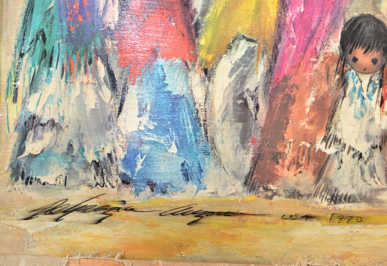 Signed De Grazia Folk Art Golden Framed American Well-Known Artist Fine ...