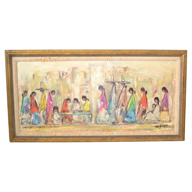 Signed De Grazia Folk Art Golden Framed American Well-Known Artist Fine ...