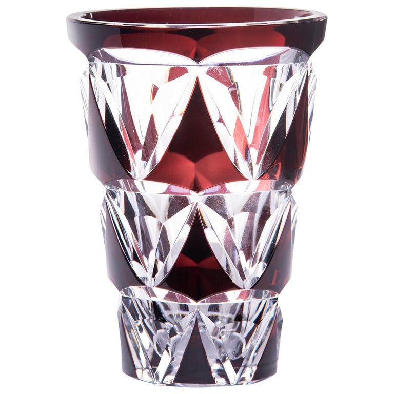 Signed Deco Era Deep Garnet Val Saint Lambert Vase at 1stDibs