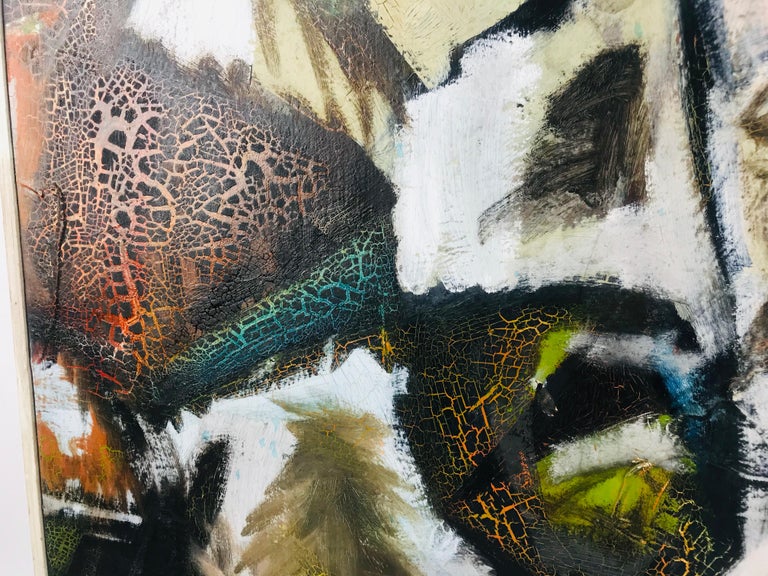 Signed Ed Murray 1960s Oil on Canvas Abstract Fractal Painting at 1stDibs