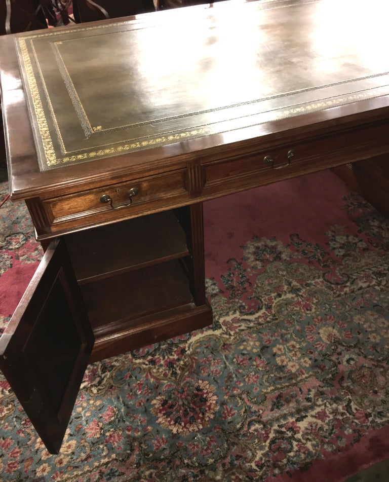 Signed English Double Sided Mahogany Partners Desk by Maple and Co. For ...