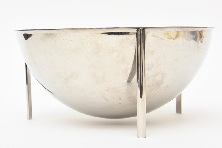 Signed Enzo Mari Round Architectural Stainless Steel Bowl at 1stDibs