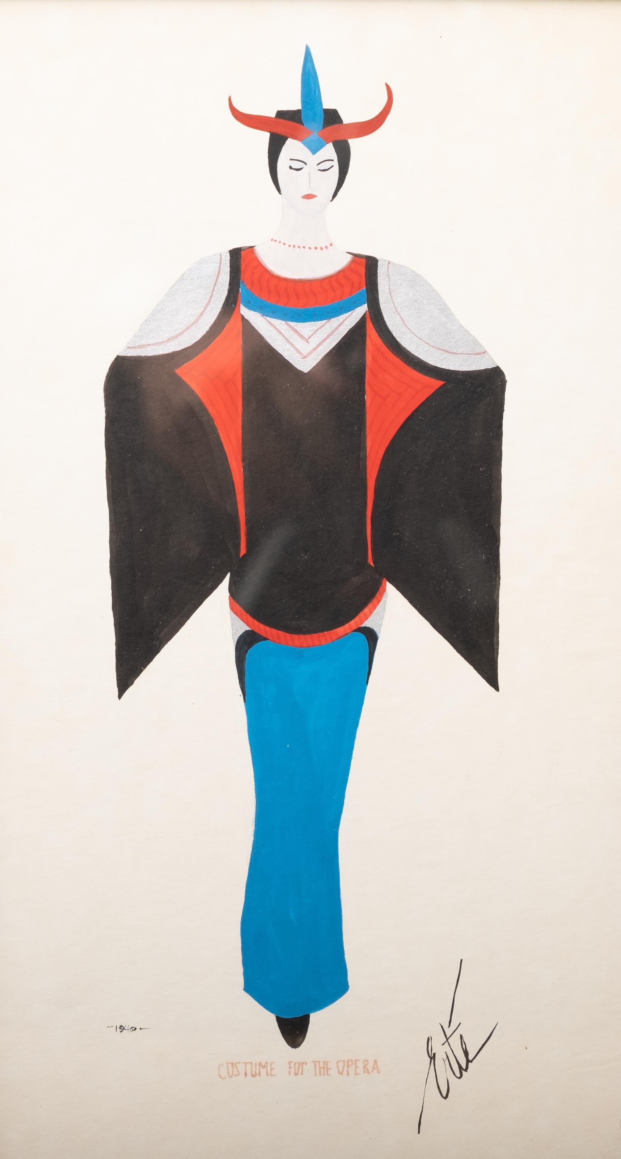 Signed Erte, 'Costume for the Opera', Gouache and Pencil Drawing, circa ...