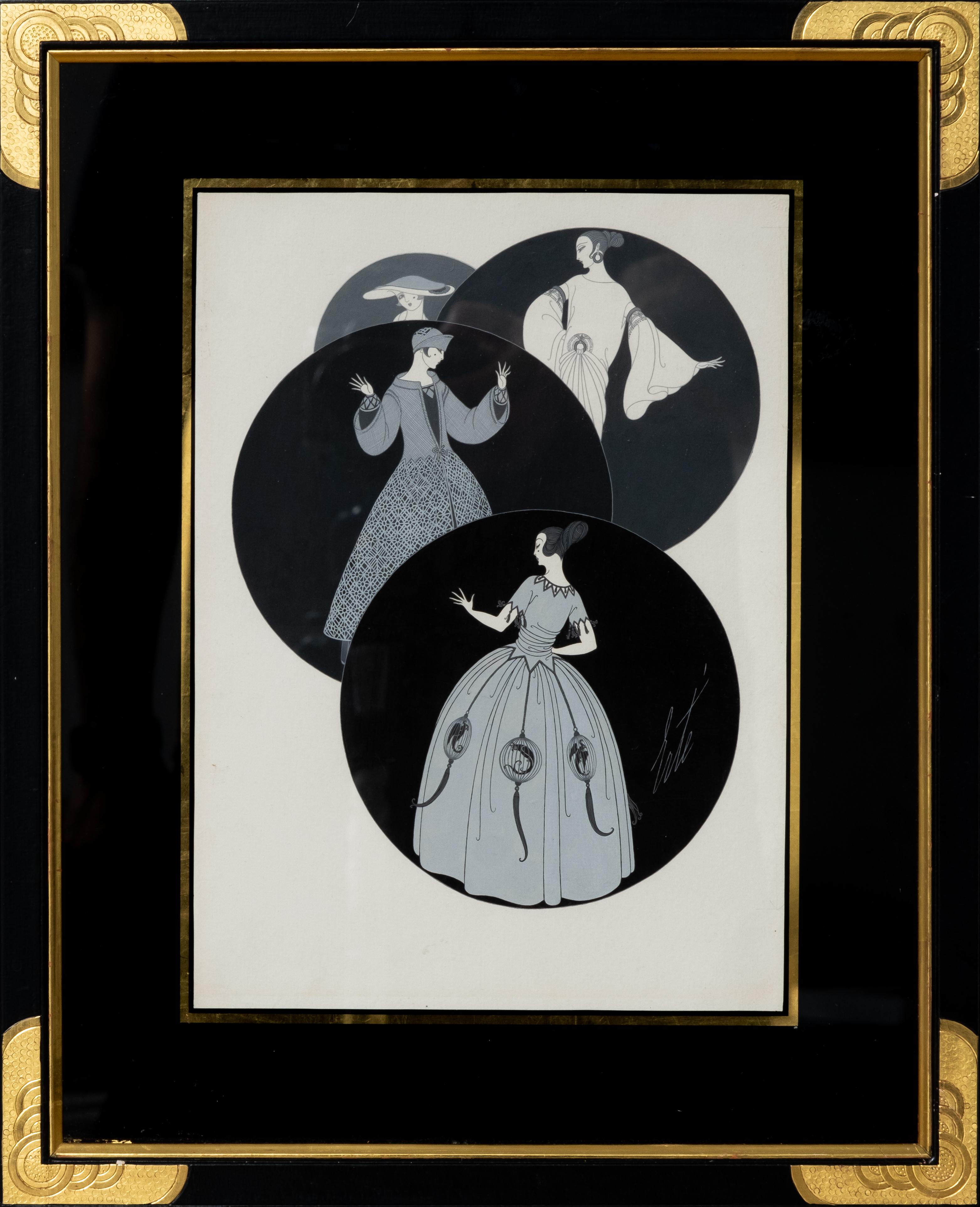 Signed Erte, Original Watercolor, Gouache and Ink Costume Design, circa ...