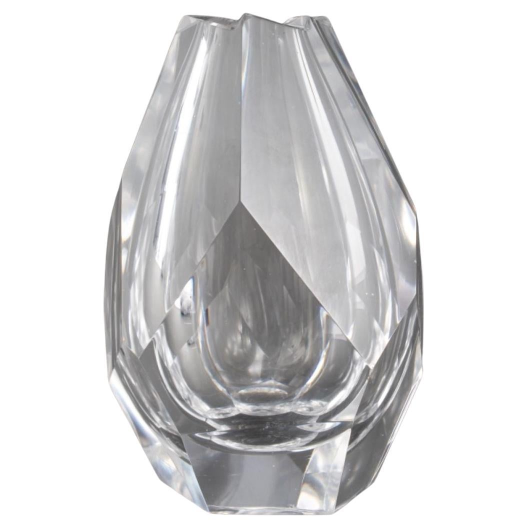 Signed Faceted Crystal Vase For Sale at 1stDibs