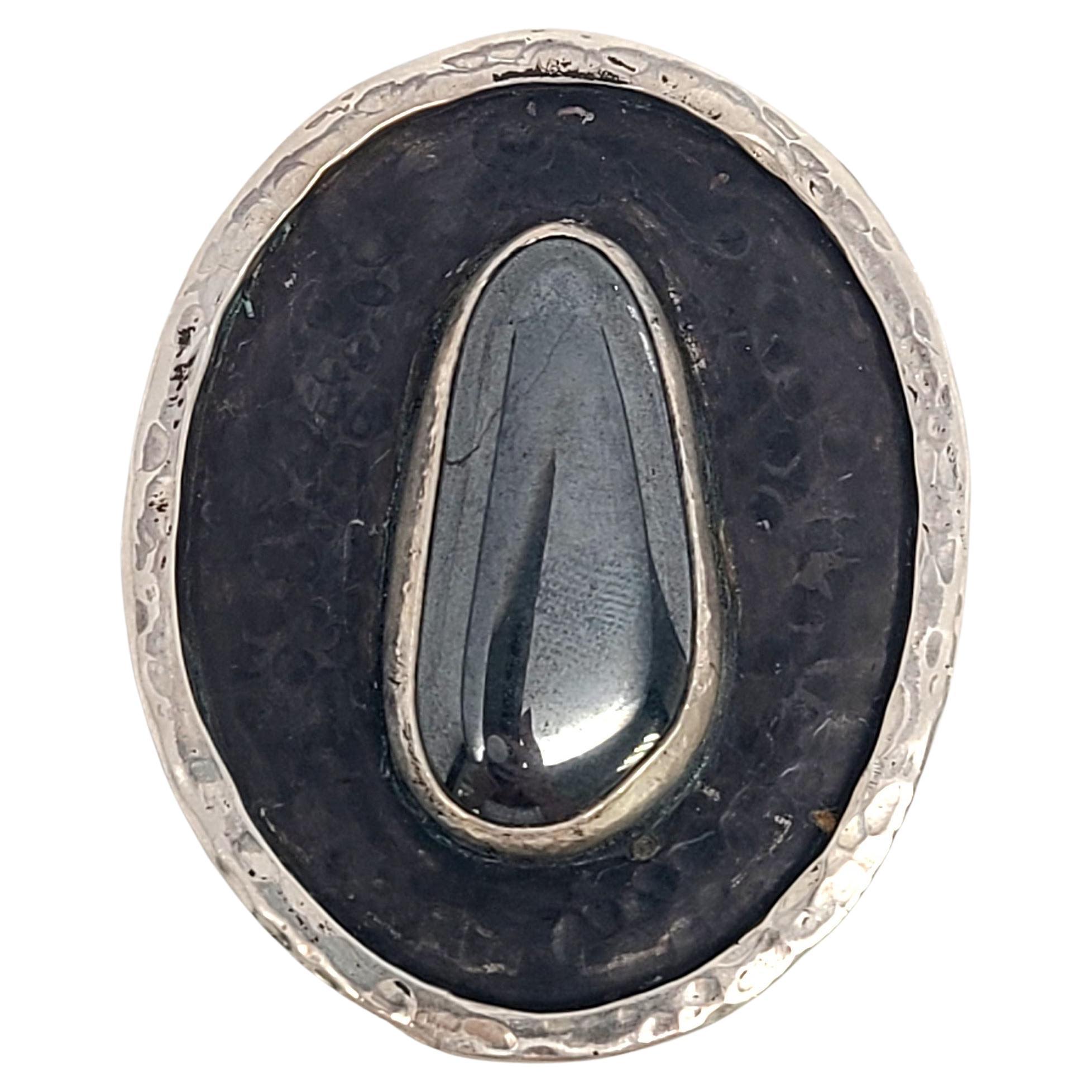 Thoscene Hematite Silver Pendant Necklace For Sale at 1stDibs