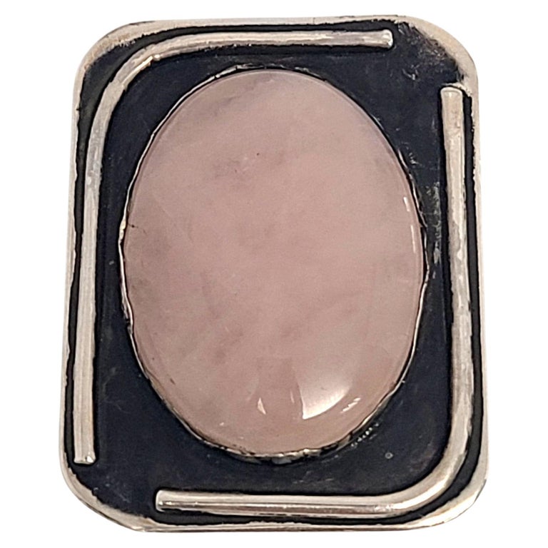 Signed FAF Sterling Silver Rose Quartz Large Modernist Pendant/Pin at ...