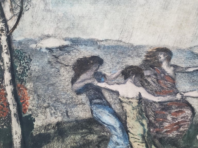 Signed Franz von Stuck Chromolithograph of Six Maidens Dancing in a ...