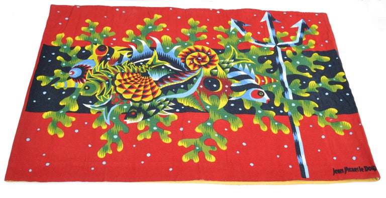 Signed French Jean Picart Le Doux Woven Wool Tapestry Mid-Century ...