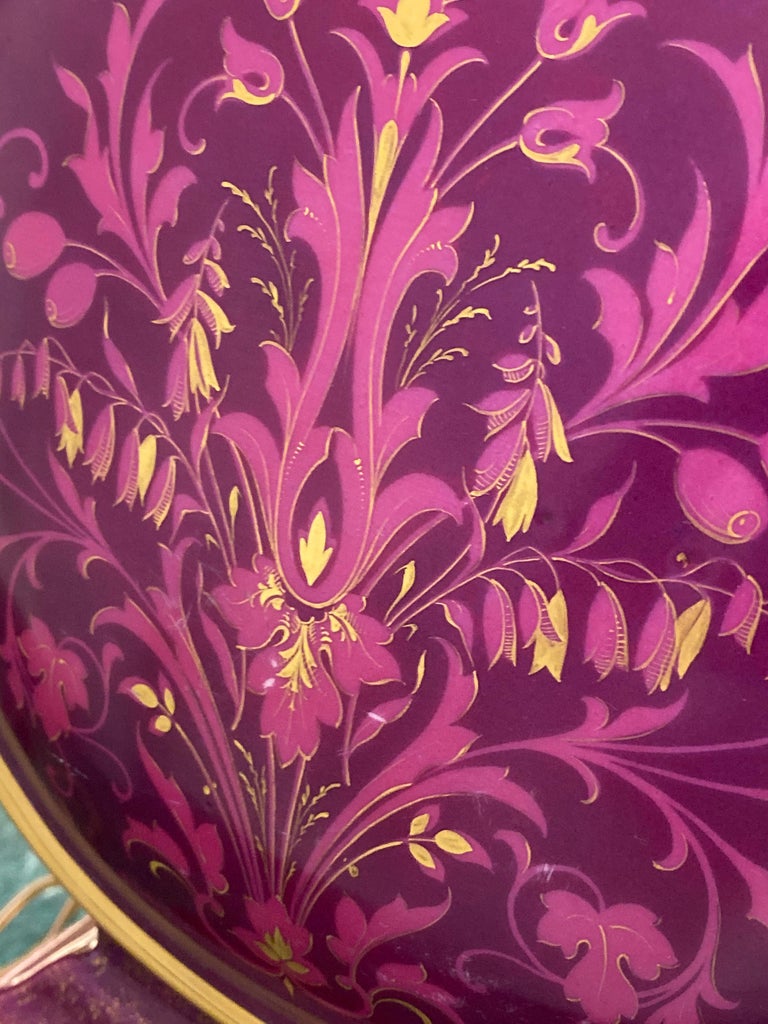 Signed G. Bauer Urns Mounted as Lamps, a Pair French Porcelain at 1stDibs