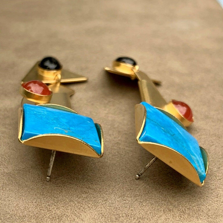 Signed Gale Rothstein Designer Modernist Abstract Multi Gem Drop ...