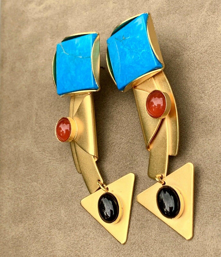 Signed Gale Rothstein Designer Modernist Abstract Multi Gem Drop ...