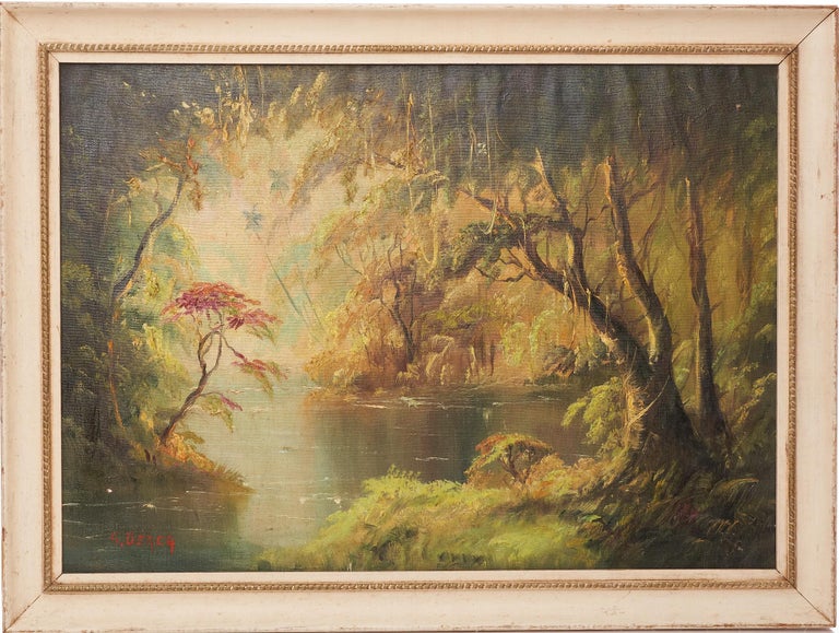 Signed George Deaca River Landscape Oil on Canvas For Sale at 1stDibs