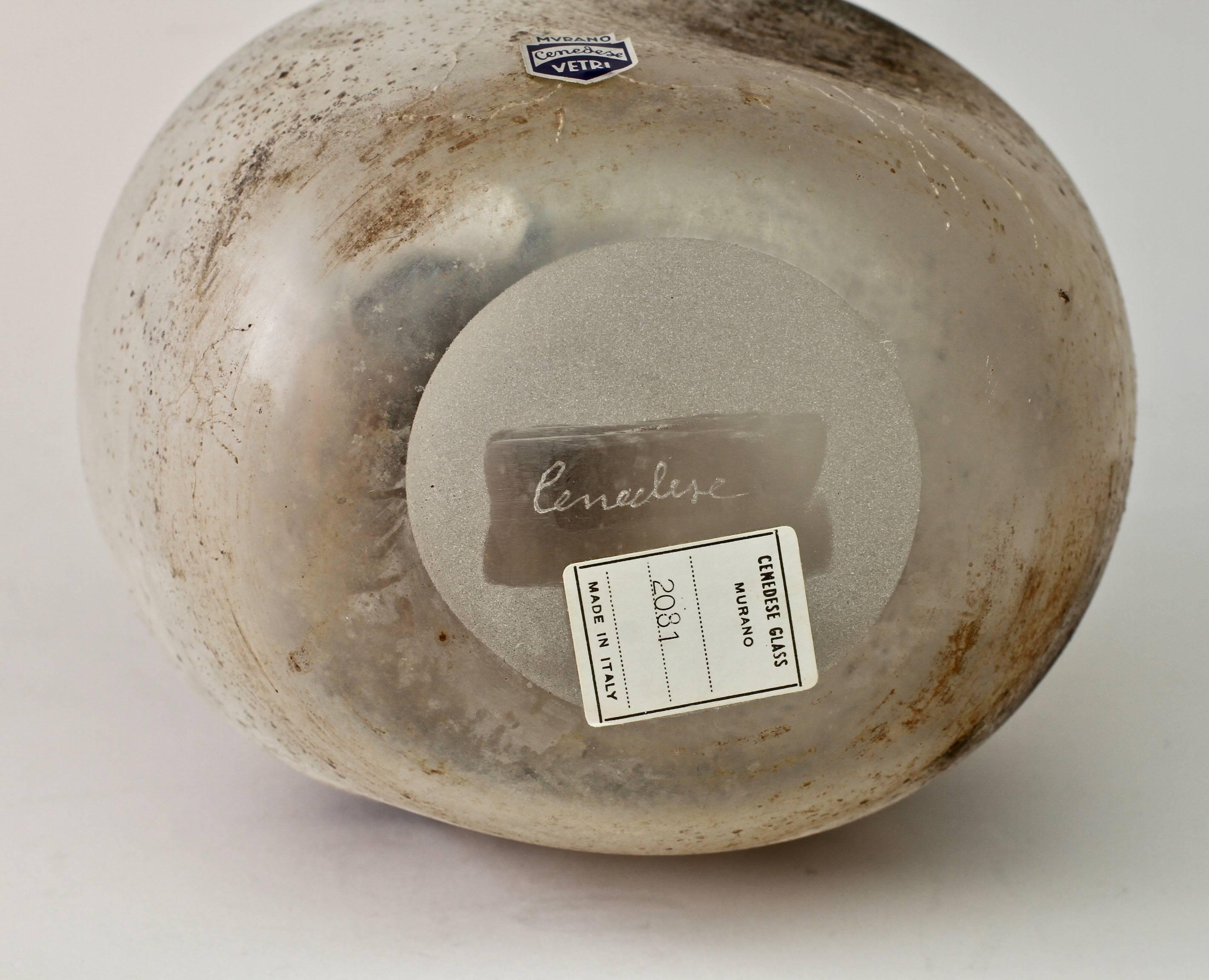 Signed Cenedese 'a Scavo' Italian Murano Glass Vase/Vessel Modernist ...