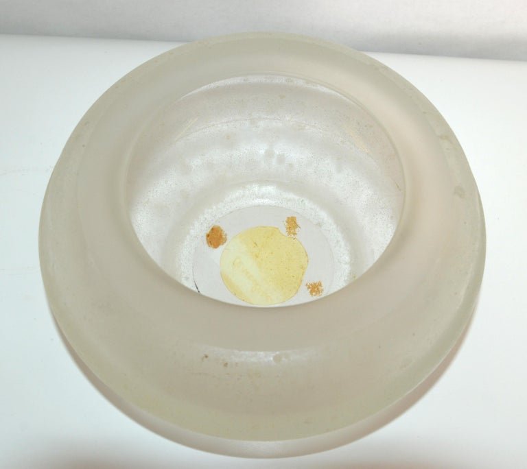 Signed Gino Cenedese Round Heavy Murano Glass Frosted Clear Ashtray ...