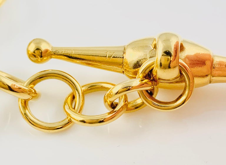 Signed Gucci 18 Karat Gold Link Toggle Necklace with Heart Shaped ...