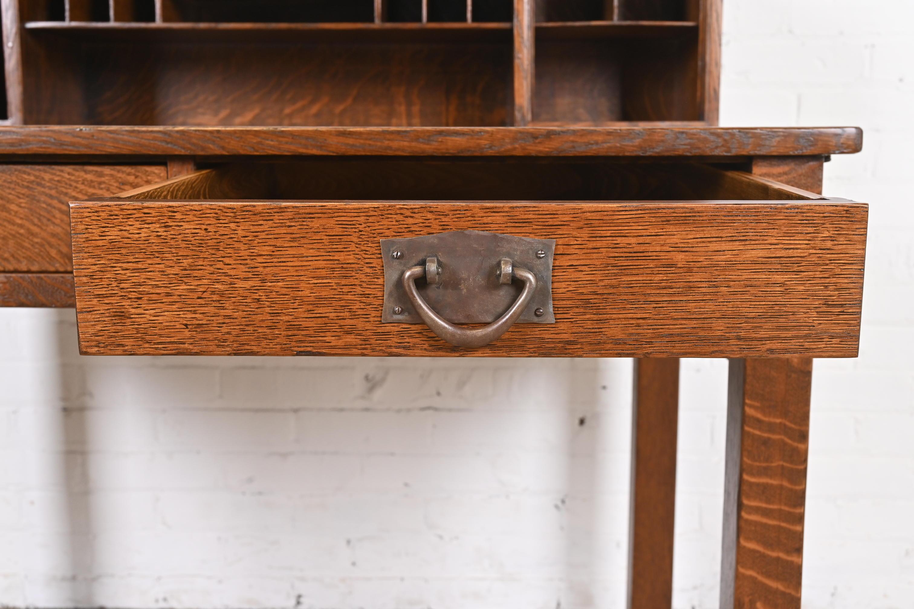 Signed Gustav Stickley Mission Oak Arts and Crafts Writing Desk, Newly ...