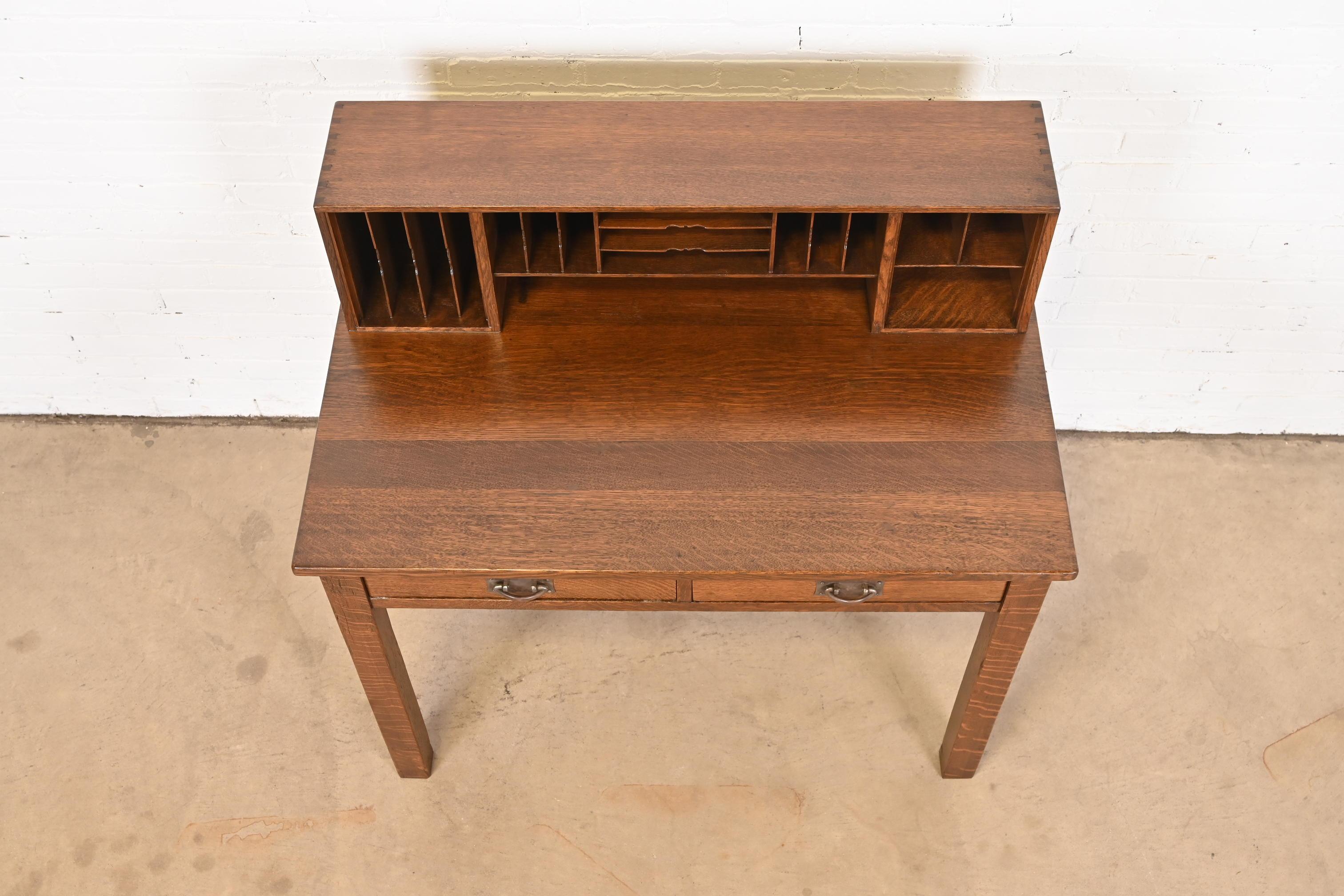 Signed Gustav Stickley Mission Oak Arts and Crafts Writing Desk, Newly ...