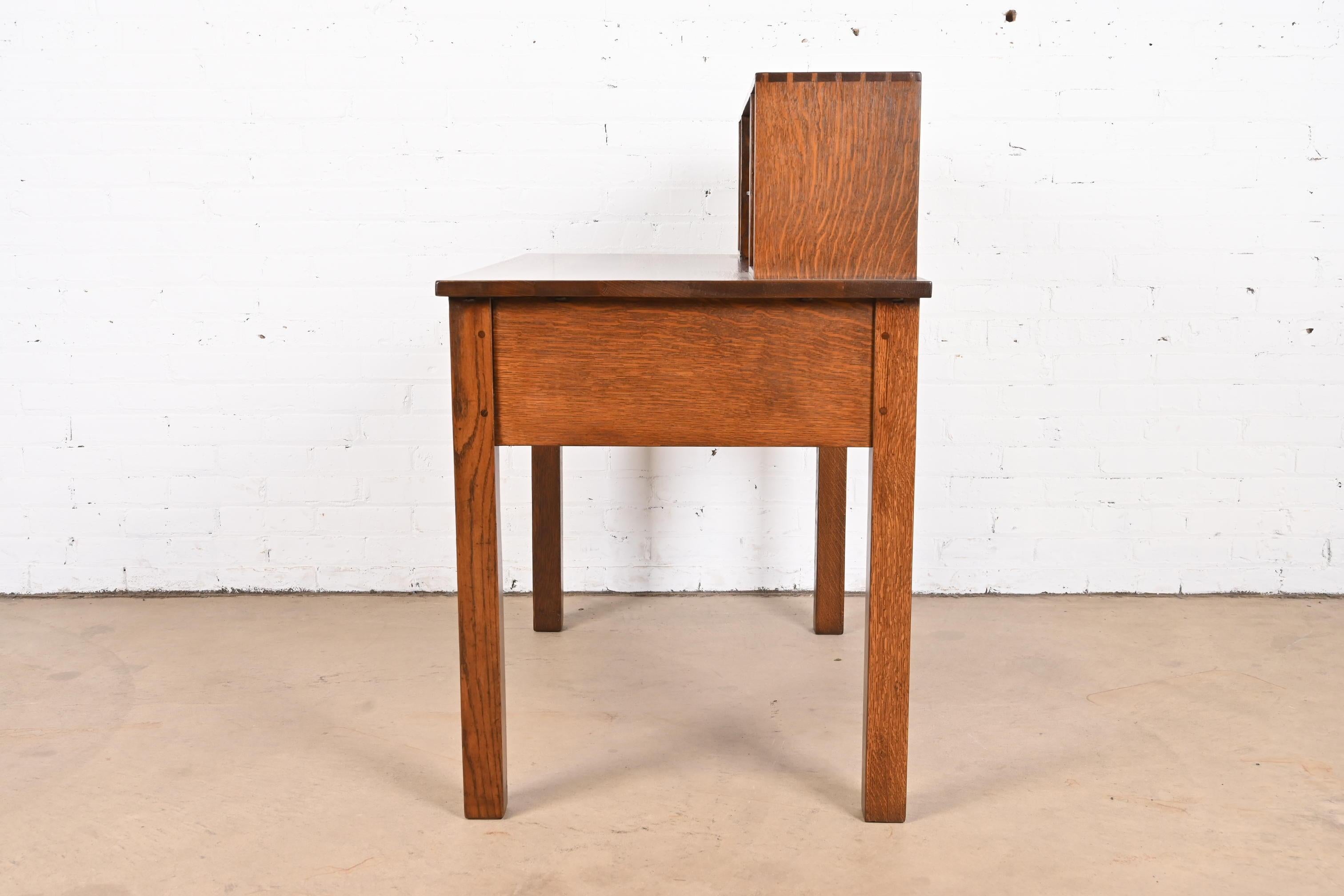 Signed Gustav Stickley Mission Oak Arts and Crafts Writing Desk, Newly ...