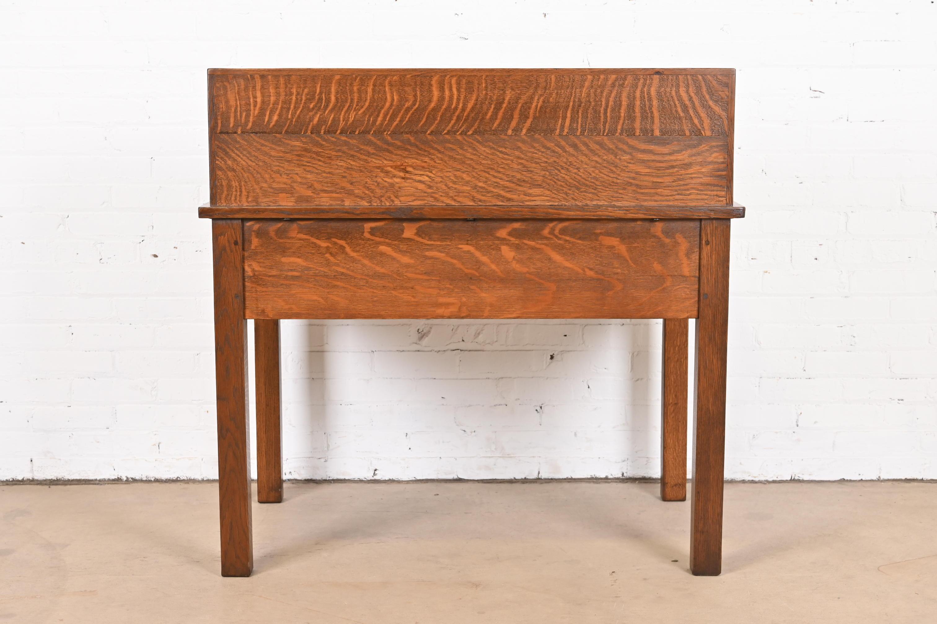 Signed Gustav Stickley Mission Oak Arts and Crafts Writing Desk, Newly ...