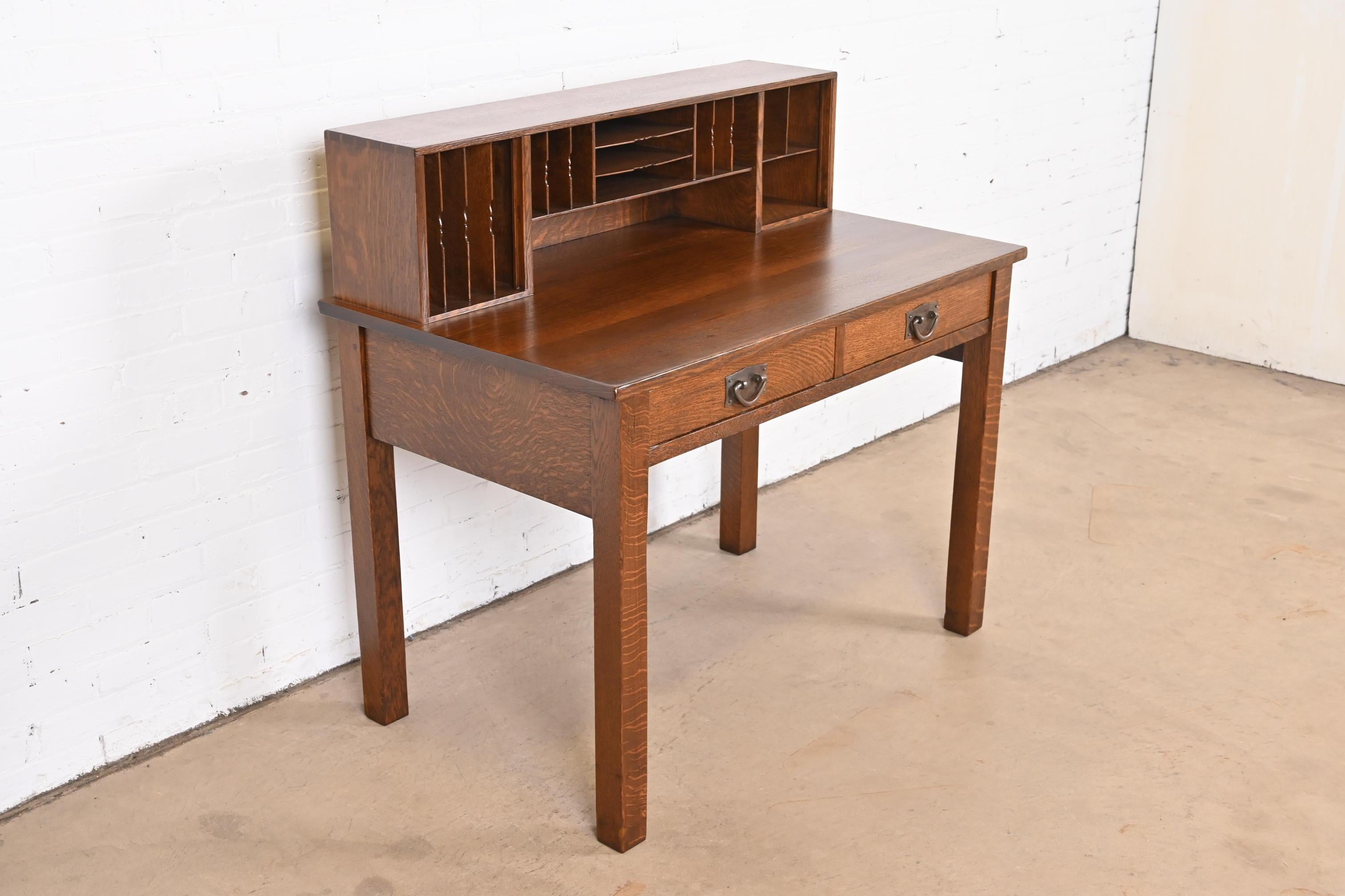 Signed Gustav Stickley Mission Oak Arts and Crafts Writing Desk, Newly ...