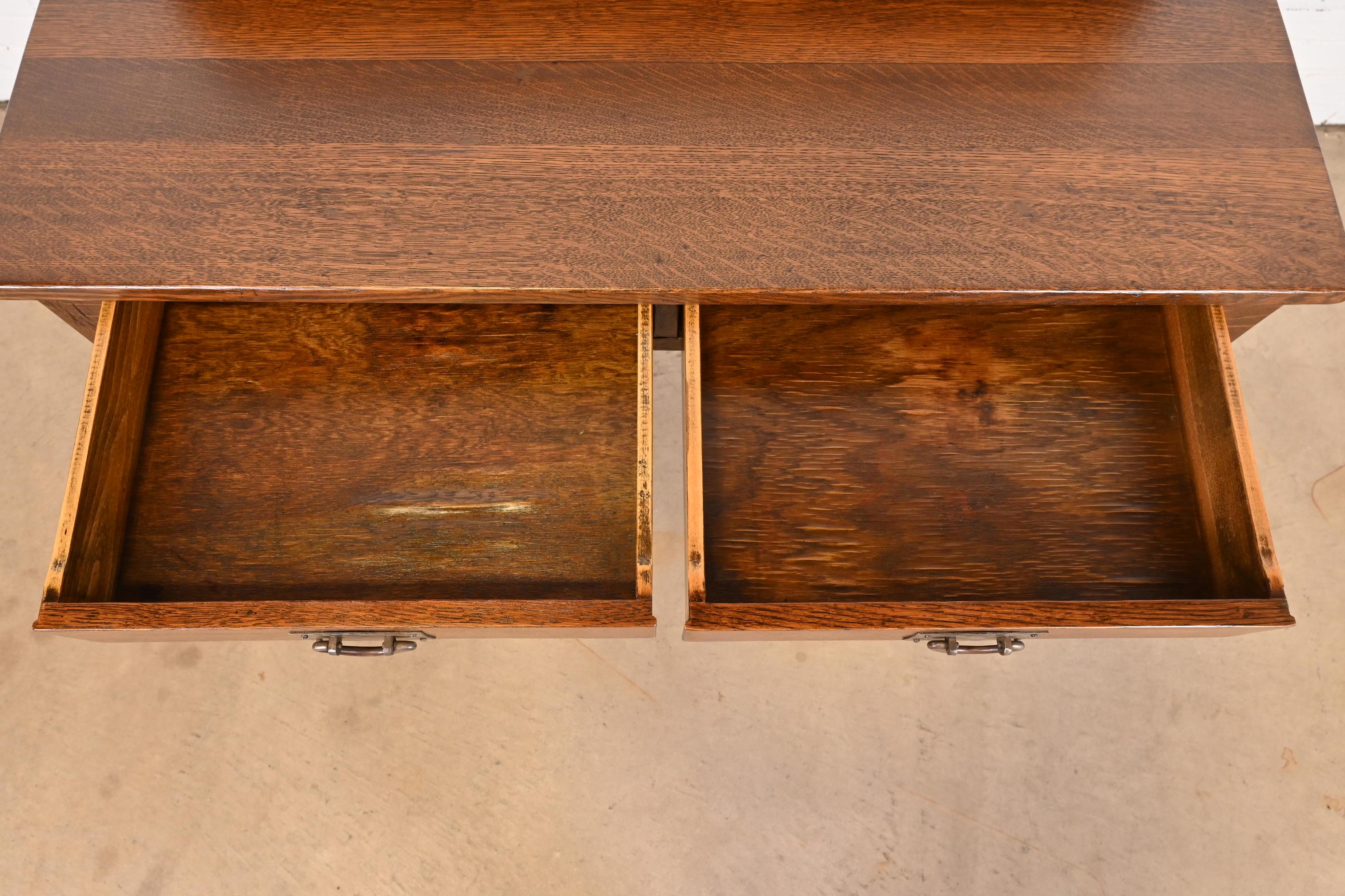 Signed Gustav Stickley Mission Oak Arts and Crafts Writing Desk, Newly ...