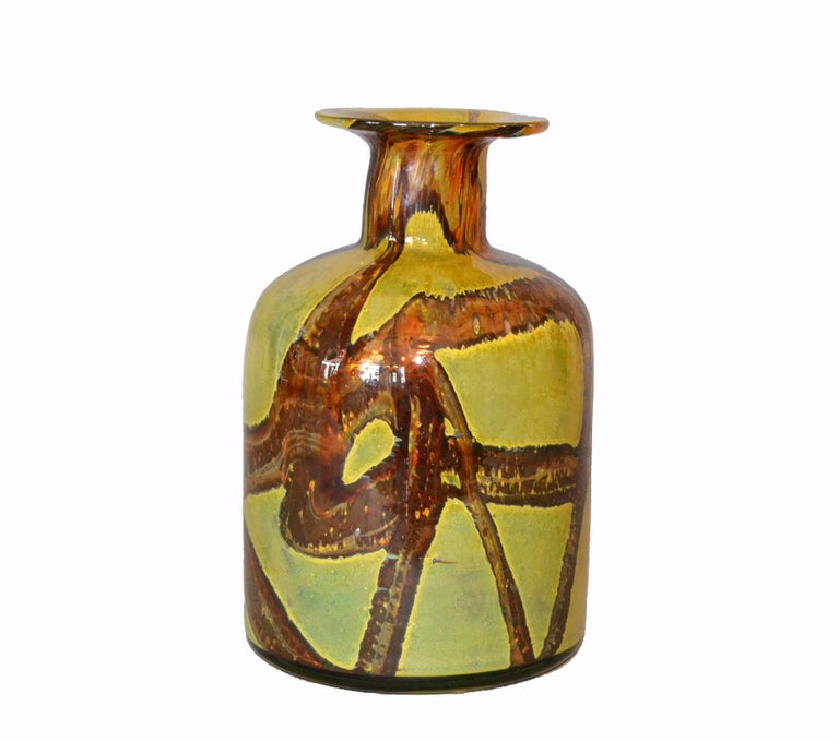 Signed Hand Blown Art Glass Vase by Michael Harris for Mdina Glass at ...