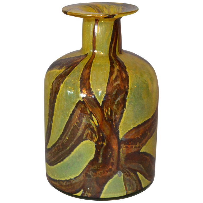 Signed Hand Blown Art Glass Vase by Michael Harris for Mdina Glass at ...