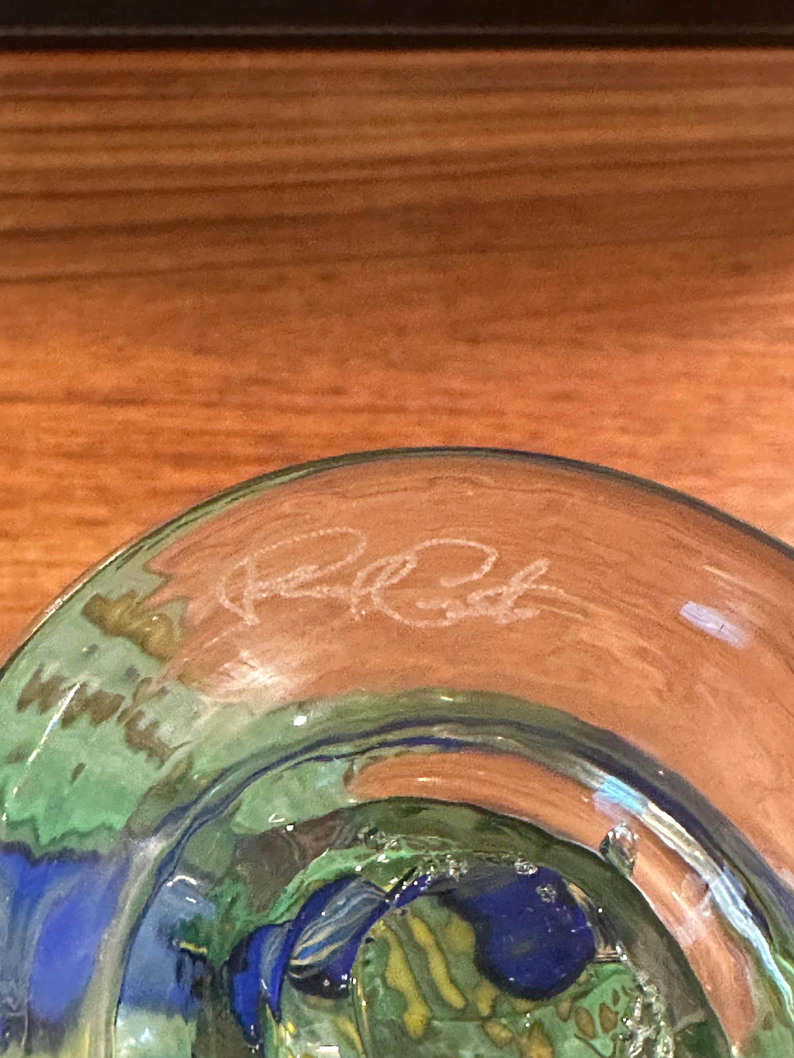 Signed Hand-Blown Studio Art Glass Vase with Murrine and Gold ...