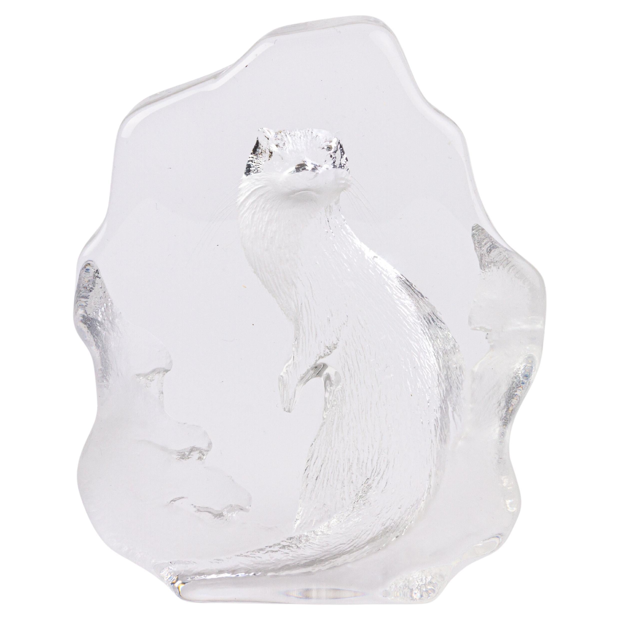 Intaglio Crystal Glass Sculpture Dolphin For Sale at 1stDibs