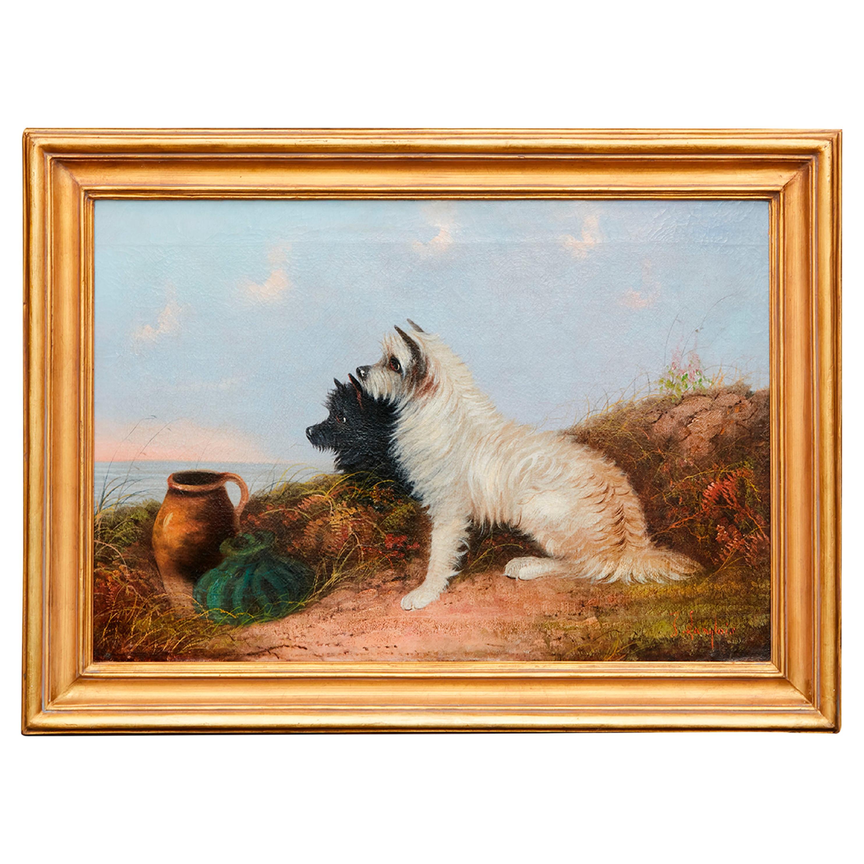 Late 19th Century Oil on Canvas Terrace Painting by Oliver Rhys, Signed ...