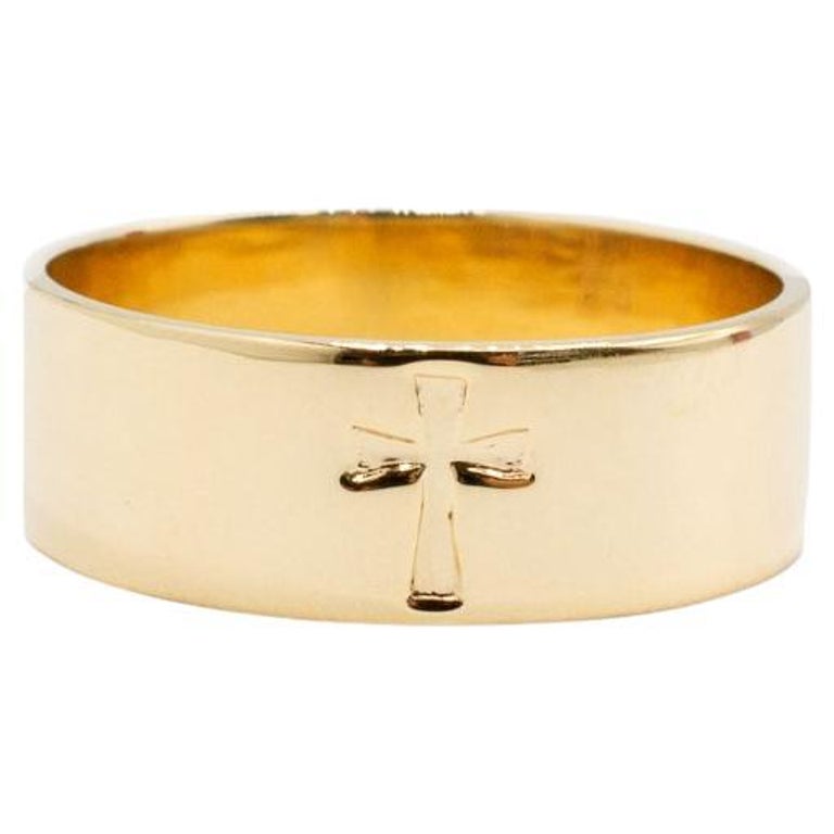 Signed James Avery Men's Cross Ring 14K Yellow Gold Band For Sale at ...