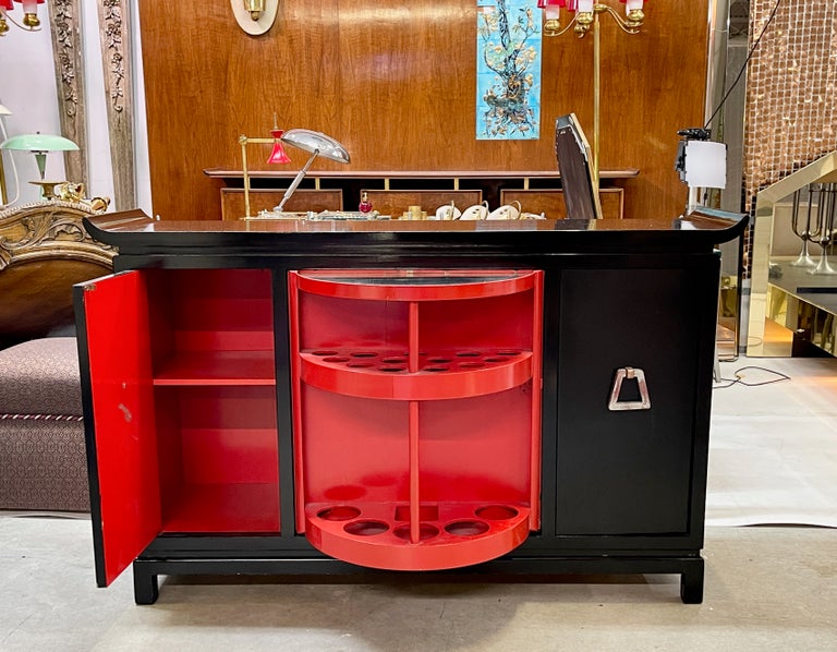 Signed James Mont Design Pagoda Cocktail Cabinet For Sale at 1stDibs