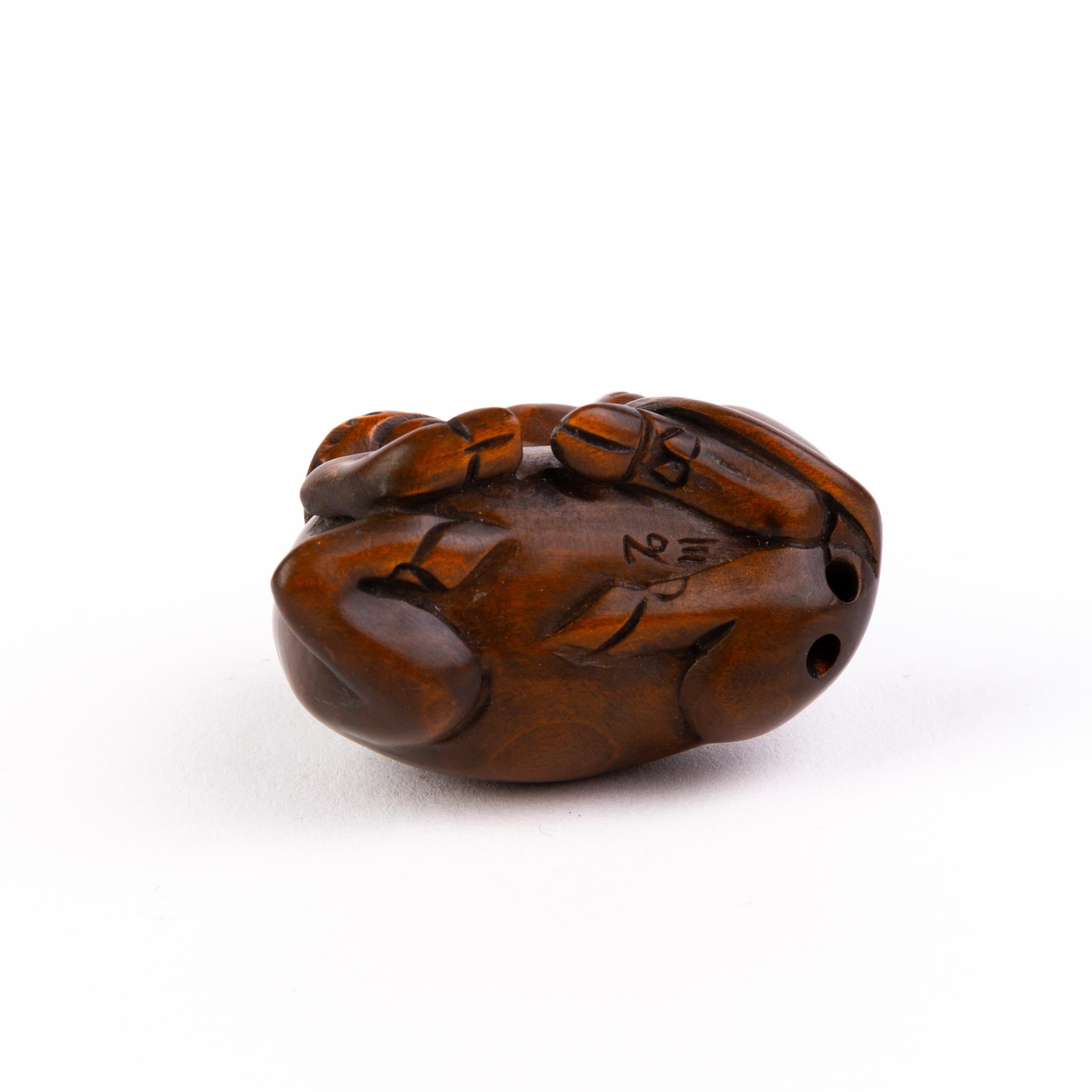 Signed Japanese Boxwood Netsuke Inro of an Ox For Sale at 1stDibs