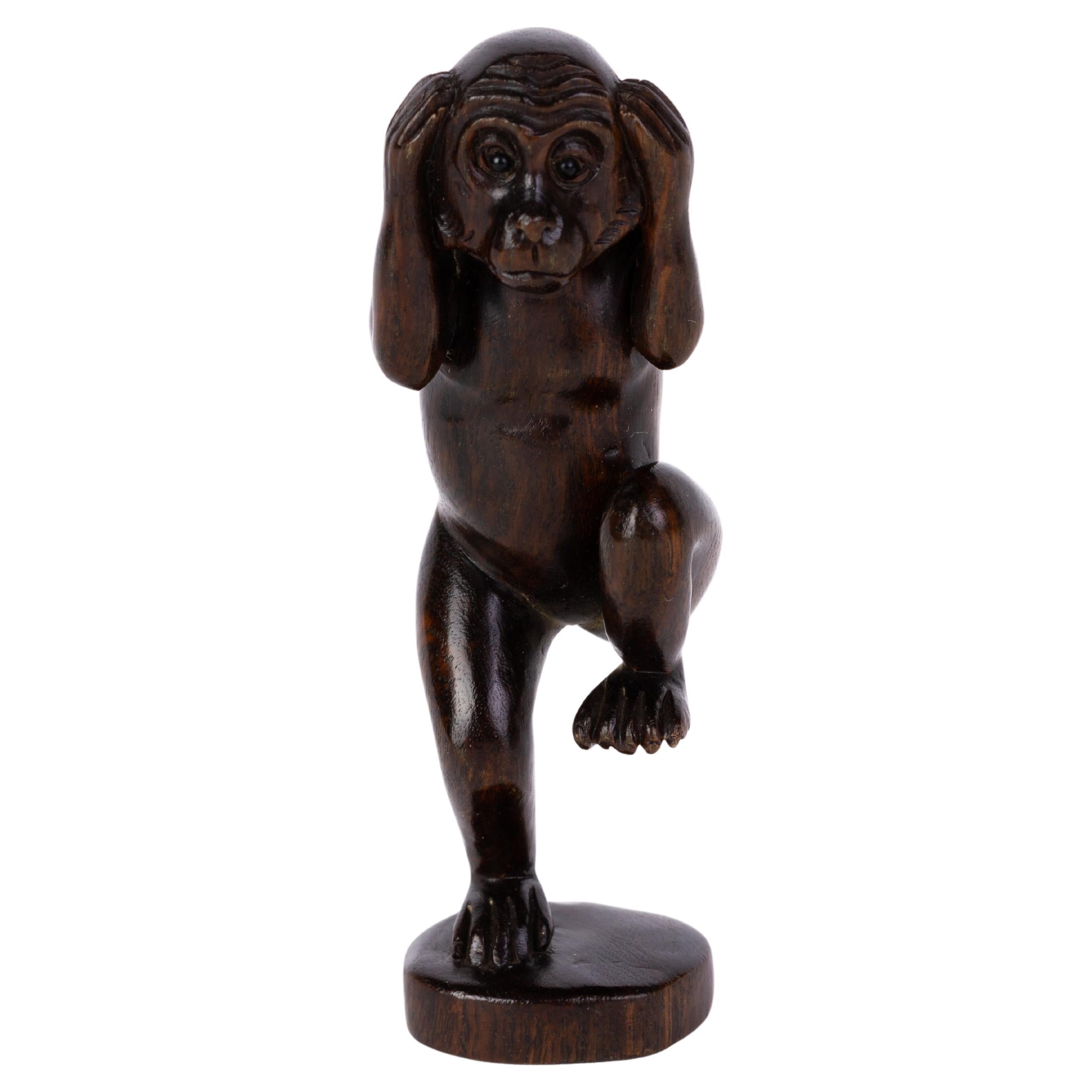 Signed Japanese Carved Boxwood Monkey Netsuke Inro Ojime For Sale at ...