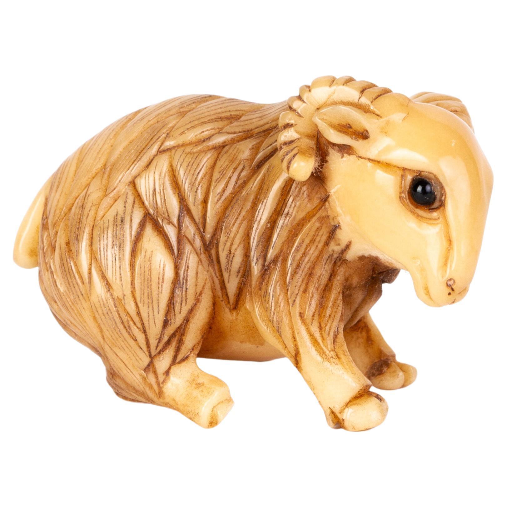 Signed Japanese Carved Tagua Nut Owl Netsuke Inro Ojime For Sale at 1stDibs