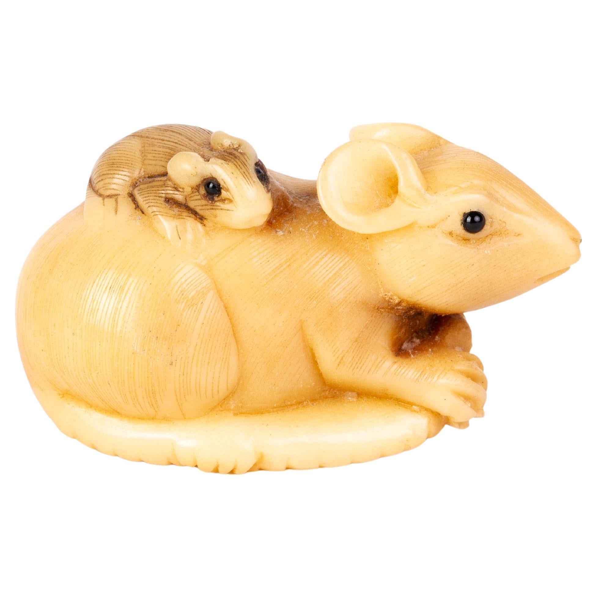 Japanese Carved Tagua Nut Netsuke Inro Ojime For Sale at 1stDibs