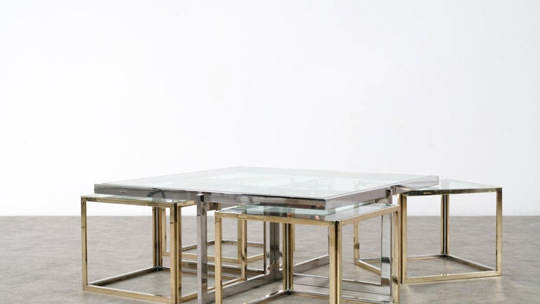 Signed Jean Charles Maison Huge Coffee Table Chrome and Brass, 4 ...