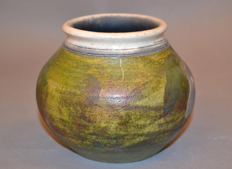 Signed Jeremy Diller Glaze Raku Pottery Gray White Gold Ceramic Bowl ...