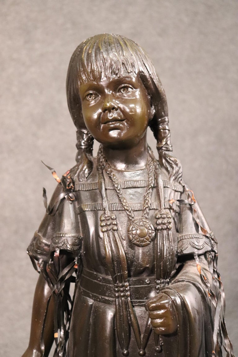 Signed Jim Davidson Solid Bronze Native American Girl Statue For Sale ...